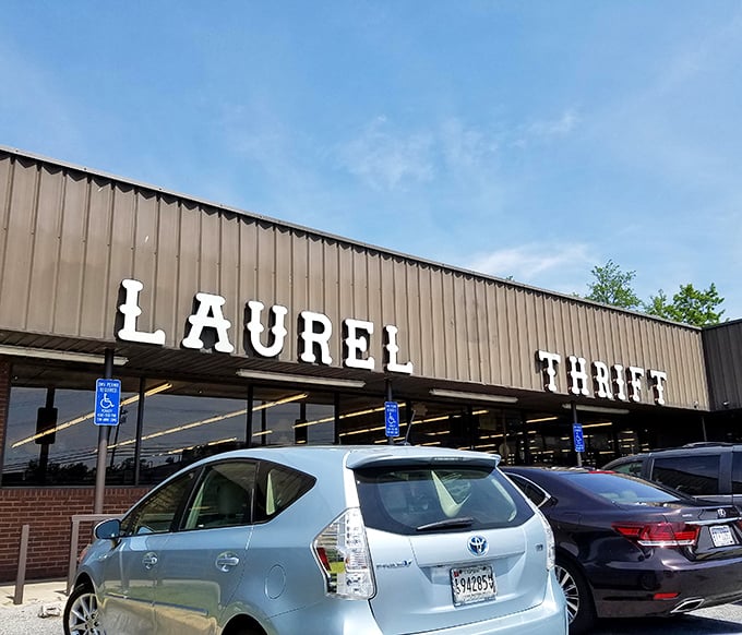 The unassuming exterior of Prime Thrift in Laurel hides a treasure trove within. Like finding an oasis in a retail desert, this place promises adventure.