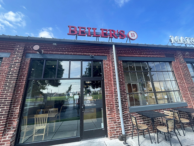The brick facade of Beiler's beckons like a lighthouse for the sugar-deprived. That red sign might as well say "Abandon diets, all ye who enter here."