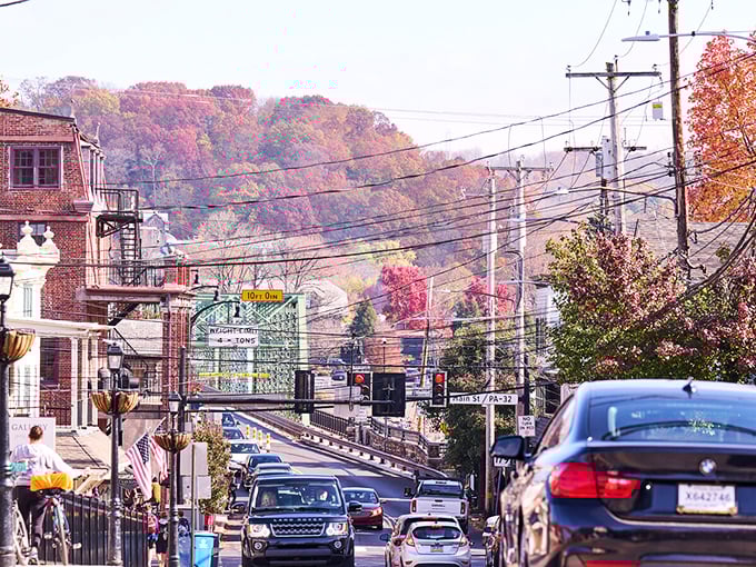 From above, New Hope unfolds like a storybook village where the Delaware River writes its own tales.