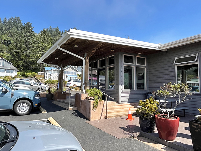The unassuming exterior of Tidal Raves belies the culinary treasures within. Like a weathered fisherman with Michelin-star skills, it promises authentic coastal delights.