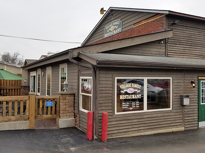 The unassuming exterior of Village Family Restaurant stands as a beacon of breakfast hope in Waynesville, where culinary magic happens behind that humble façade.