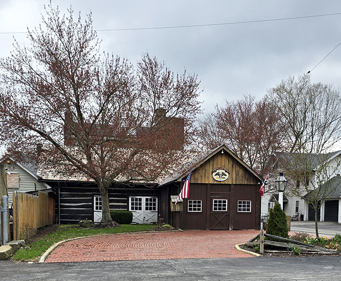 The rustic exterior beckons like a time portal disguised as a restaurant. That brick pathway isn't just leading to dinner—it's your ticket to the 19th century.