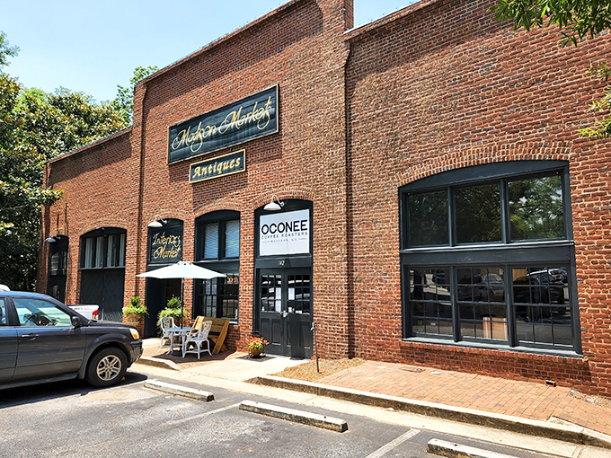 The historic brick façade of Madison Markets welcomes treasure hunters with its timeless charm and the promise of discoveries waiting inside.