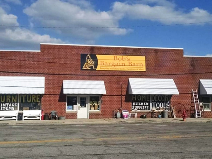 The unassuming brick facade of Bob's Bargain Barn hides a treasure trove within – like finding out your quiet neighbor was once in a rock band.