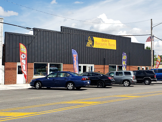 The unassuming black exterior of Bob's Bargain Barn hides a universe of treasures within, like a pirate chest waiting to be discovered in small-town Ohio.