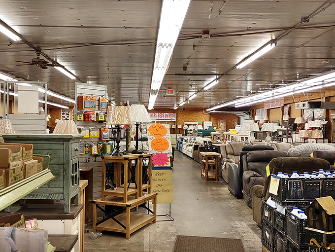 Step into a wonderland of bargains where every aisle promises unexpected treasures. The no-frills interior speaks volumes: here, it's all about the thrill of the find.