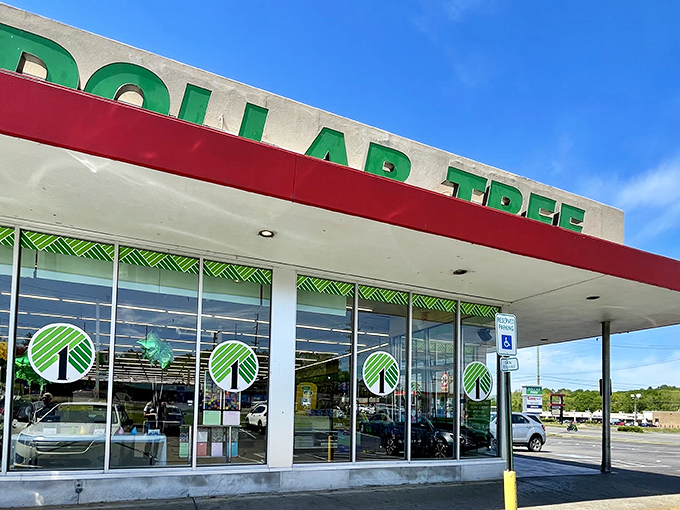 The iconic green signage of Dollar Tree beckons shoppers like a budget-friendly lighthouse guiding penny-pinchers safely to harbor.