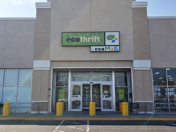 The unassuming facade of Eco Thrift belies the wonderland of bargains waiting inside. Treasure hunters, your quest begins here!