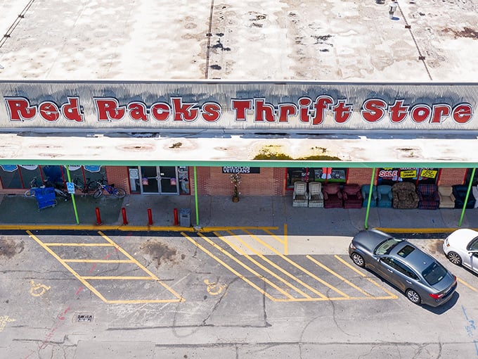 That iconic red signage beckons treasure hunters like a beacon of bargain-filled dreams.