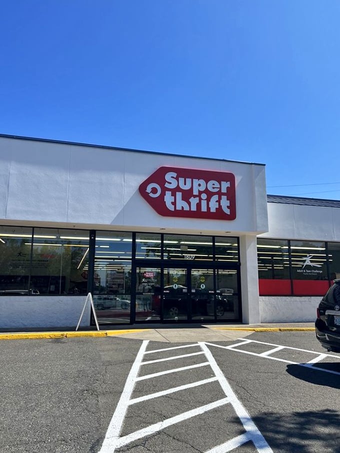 The unassuming exterior of SuperThrift belies the wonderland of secondhand treasures waiting inside. Like a retail TARDIS—bigger on the inside!