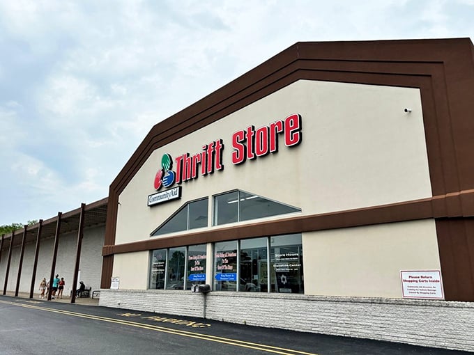 The unassuming façade belies the treasure trove within, like finding a secret portal to bargain heaven disguised as a former department store.