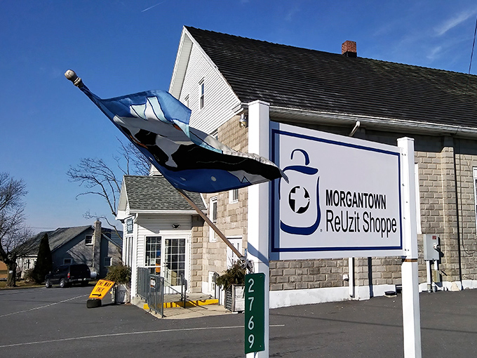 The iconic blue flag flutters in welcome outside this unassuming stone building that houses more treasures than your grandmother's attic.