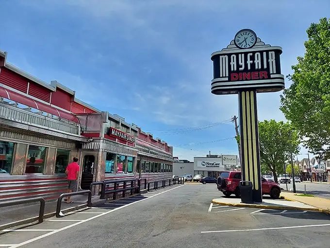 That gleaming stainless steel exterior isn't trying to be retro-cool – it's authentically vintage, standing proud on Frankford Avenue since 1932.