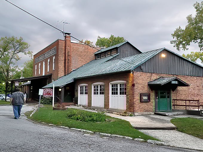 The historic brick exterior of Pioneer Mill stands as a testament to Tiffin's industrial past, now serving up culinary treasures instead of grain.