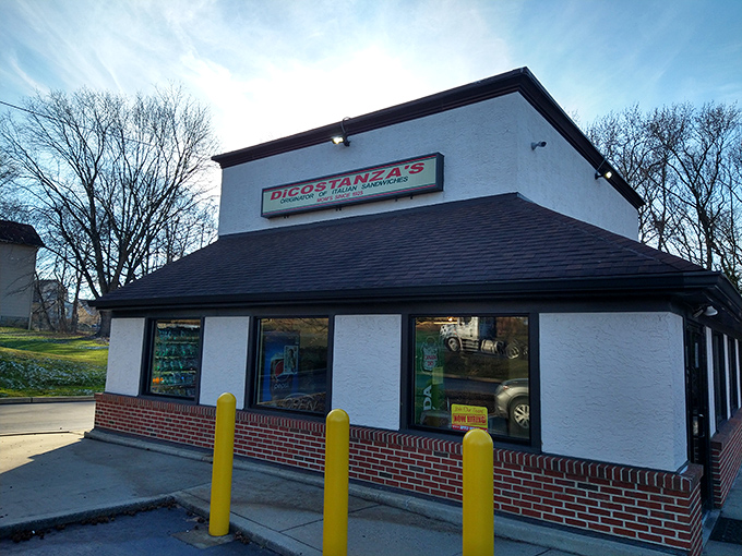 The unassuming exterior of DiCostanza's in Linwood might not scream "food destination," but those yellow bollards are guarding culinary treasure worth seeking out.