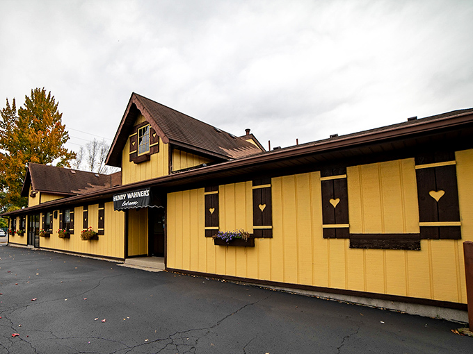 The sunshine-yellow exterior of Henry Wahner's isn't just a building—it's a promise of warmth that delivers the moment you step inside.