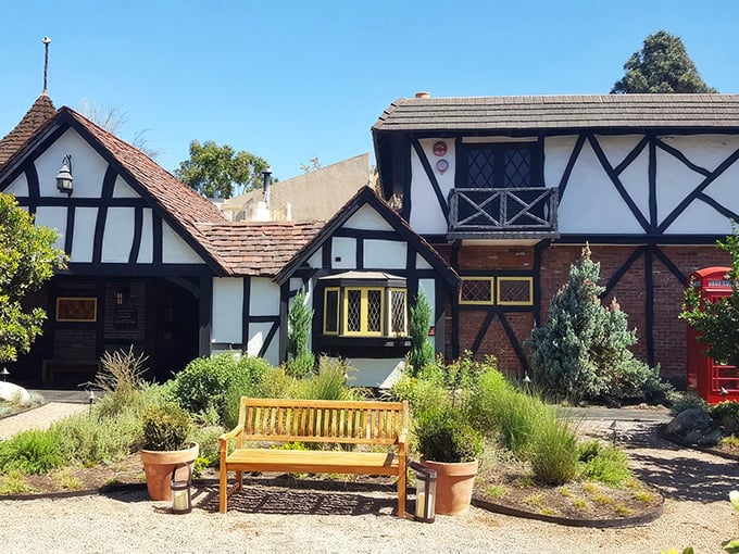 The Tam O'Shanter's storybook Tudor exterior looks like it was plucked from a Scottish village and dropped into Los Angeles, complete with charming red phone booth.