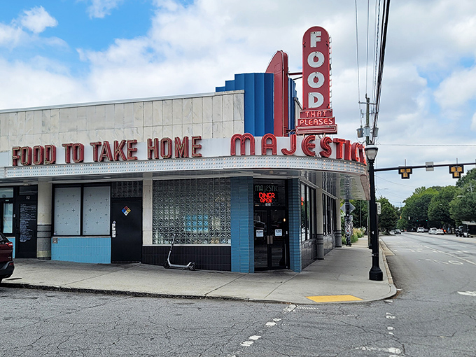 That iconic neon sign isn't just advertising—it's a time machine beckoning you to simpler days when breakfast solved everything.