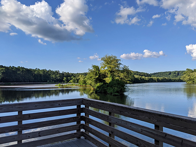 The Roswell Riverwalk stretches before you like nature's red carpet, inviting you to stroll alongside the Chattahoochee's gentle flow.
