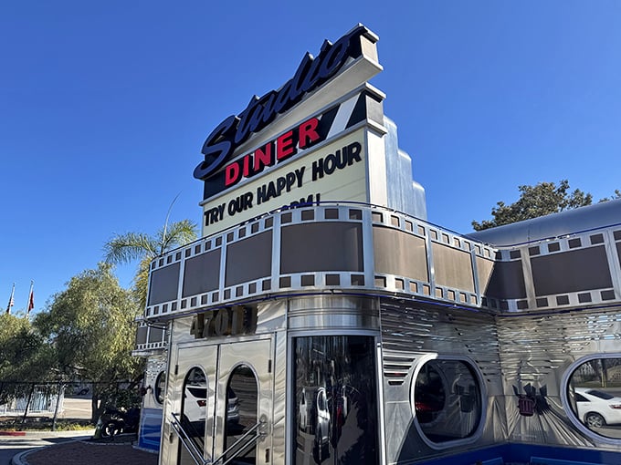 This gleaming silver time machine proves that sometimes the best dining adventures hide in plain sight.