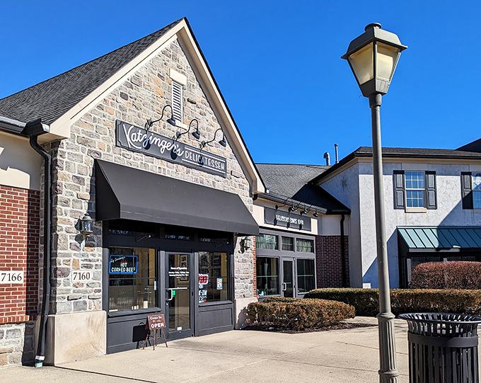 The stone facade of Katzinger's Dublin stands like a delicious fortress, promising sandwich salvation to all who enter its hallowed doors.