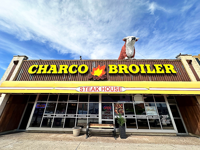 That giant bull on the roof isn't just for show—it's a beacon of beefy promise that's been guiding hungry Texans to steak nirvana for generations.