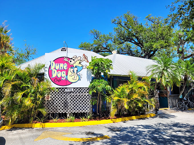 The turquoise beacon of Jupiter's food scene beckons with its metal roof and neon glow. Florida casual dining at its most authentic.