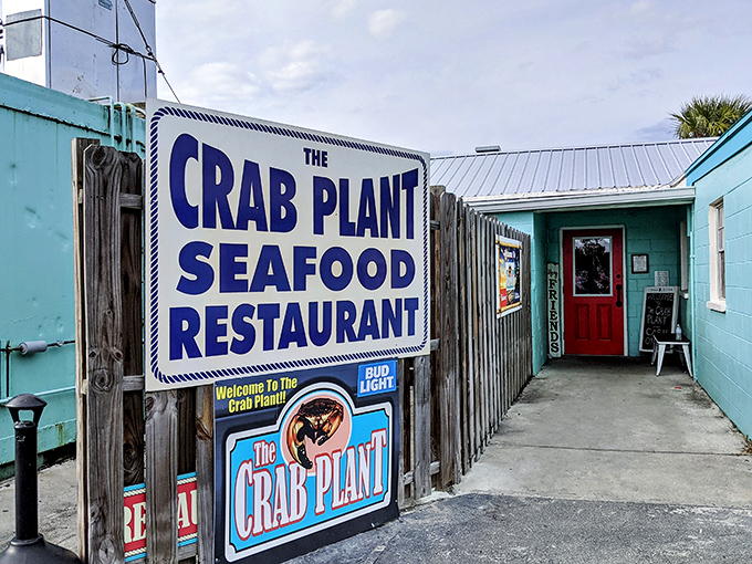 The unassuming blue exterior of The Crab Plant is Florida's version of a treasure map – X marks the spot where seafood dreams come true.