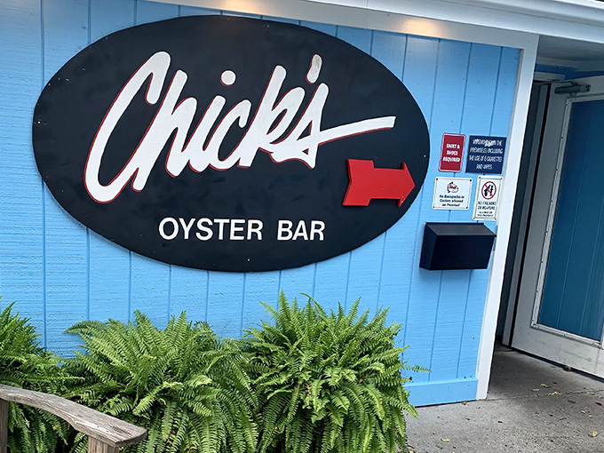 The iconic blue exterior with its simple oval sign promises no pretension—just seriously good seafood waiting inside. Virginia Beach's worst-kept secret beckons.