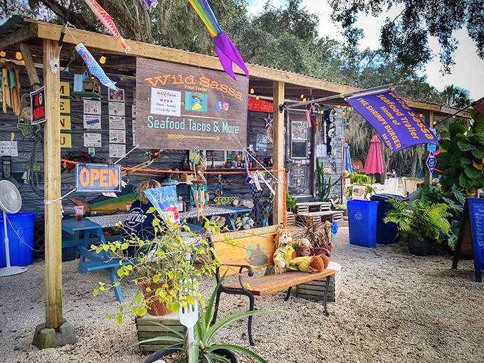 Wild Sassa's weathered wooden façade isn't winning architectural awards, but that colorful "Seafood Tacos & More" sign promises the kind of authentic Florida experience money rarely buys.