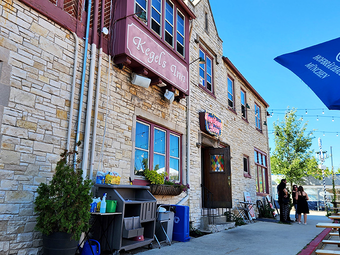 Fairy tales come true at sunset, when Kegel's Inn's stone façade glows like a Bavarian castle that somehow landed in West Allis, complete with that iconic neon sign.