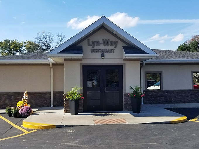 The unassuming exterior of Lyn-Way Restaurant in Ashland hides culinary treasures within. Like finding a $20 bill in last year's winter coat – unexpected joy awaits!