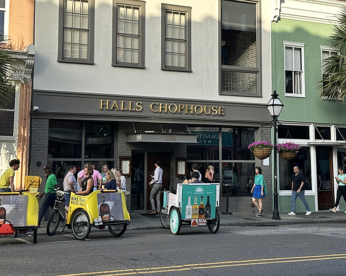 The elegant façade of Halls Chophouse stands proudly on Charleston's King Street, a beacon for carnivores and the culinarily curious alike.