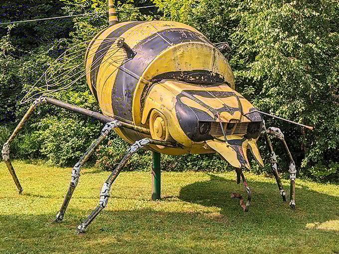 This giant yellow bee might make you rethink your summer picnic plans. Automotive alchemy at its finest—where VW Beetles become actual beetles!