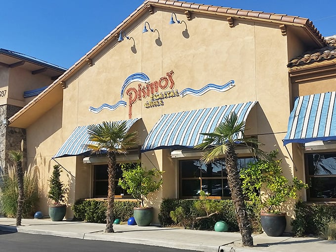 Like finding a beach house in the Central Valley, Pismo's sandy exterior and blue awnings promise coastal escape without the three-hour drive to the actual coast.