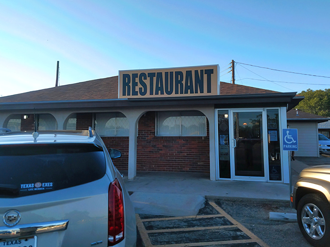 The sign says it all – just "RESTAURANT." When your chicken fried steak speaks this loudly, you don't need fancy marketing gimmicks.