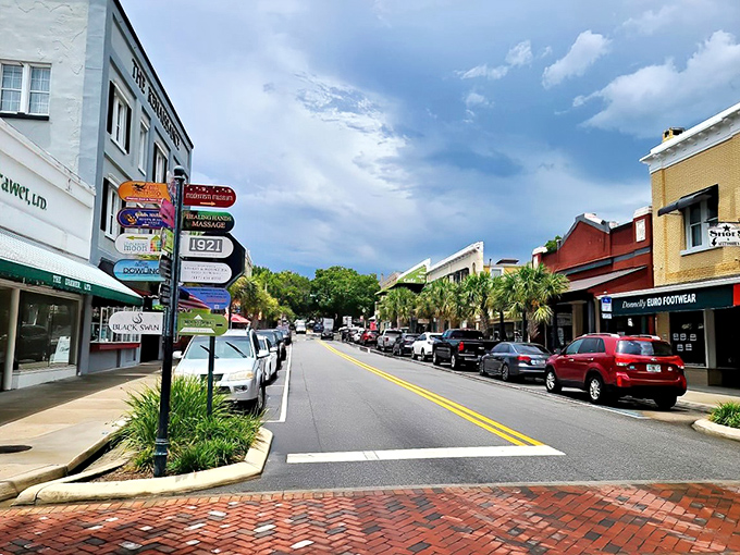 Downtown Mount Dora's colorful directional signs aren't just helpful—they're a metaphor for this town. So many choices, so little time!