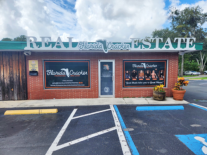 The brick facade of Florida Cracker Kitchen promises authentic Florida heritage before you even step inside. Real estate indeed—this is prime territory for comfort food enthusiasts.