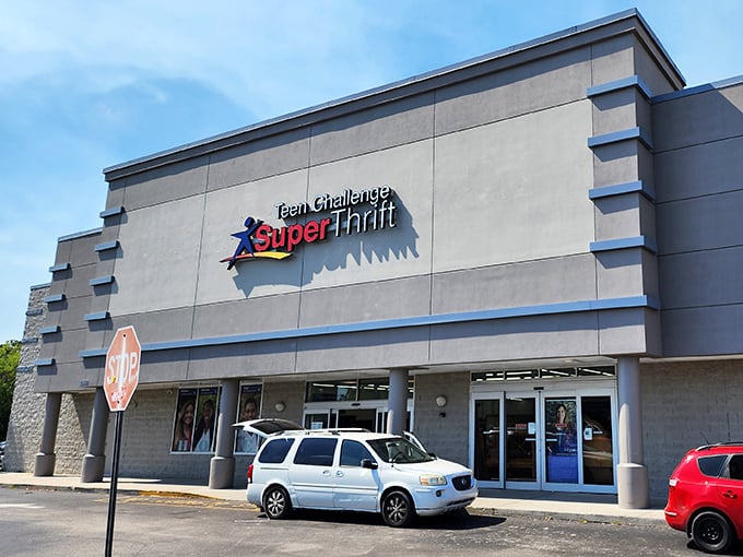 The unassuming exterior of SuperThrift belies the treasure trove within—like finding a portal to bargain heaven disguised as a strip mall storefront.