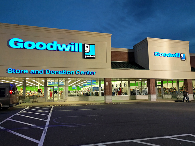 The blue Goodwill sign beckons like a lighthouse to bargain hunters. This unassuming storefront houses treasures waiting to be discovered by savvy Pennsylvania shoppers.