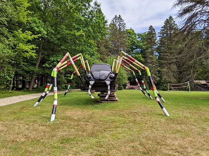 This giant yellow bee might make you rethink your summer picnic plans. Automotive alchemy at its finest—where VW Beetles become actual beetles!