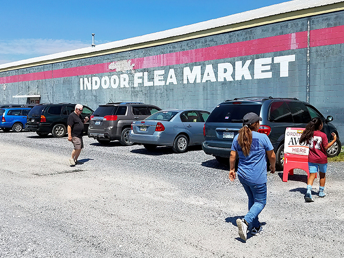 The unassuming exterior of Big D Flea Market beckons with the promise of treasures within. Like a retail TARDIS—bigger on the inside than physics should allow.