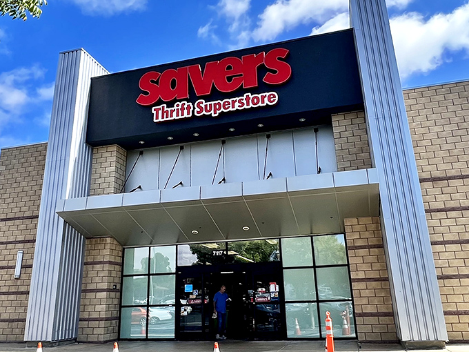 The iconic red Savers sign beckons like a lighthouse for bargain hunters. This Dublin thrift mecca draws shoppers from across California seeking retail therapy without the therapy bills.