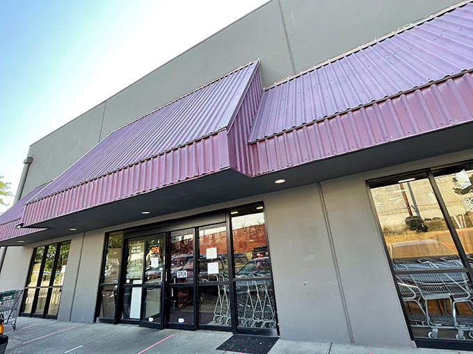Those purple awnings aren't just eye-catching—they're practically a beacon for bargain hunters. Like a royal welcome to the kingdom of secondhand treasures.