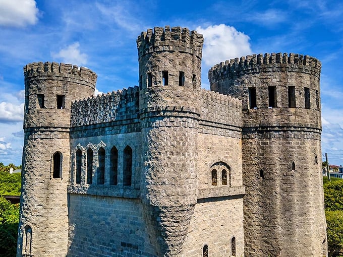 Rising from Florida's landscape like something from a medieval dream, this authentic Irish castle commands attention.