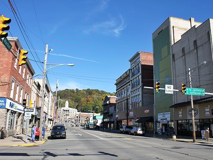 Market Street stretches toward the surrounding hills, offering a perfect snapshot of Kittanning's charming blend of historic architecture and small-town bustle.
