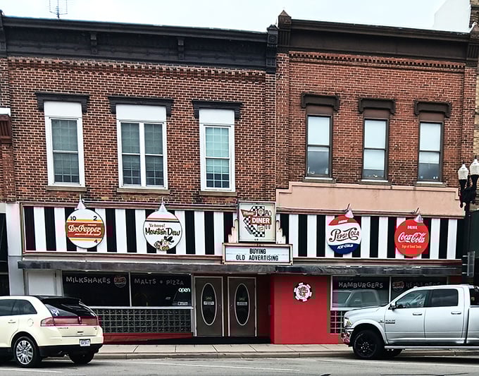 The brick facade and vintage signage of Mom's Diner isn't just retro-chic—it's the real deal, standing proudly on Archbold's main street like a time capsule you can eat in.