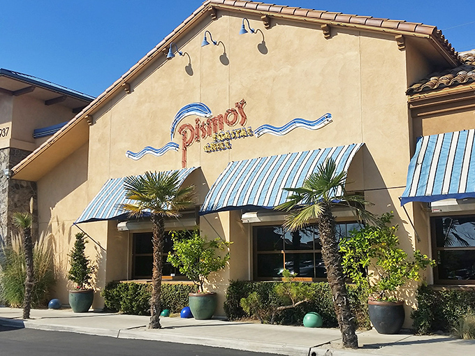 Like finding a beach house in the Central Valley, Pismo's sandy exterior and blue awnings promise coastal escape without the three-hour drive to the actual coast.