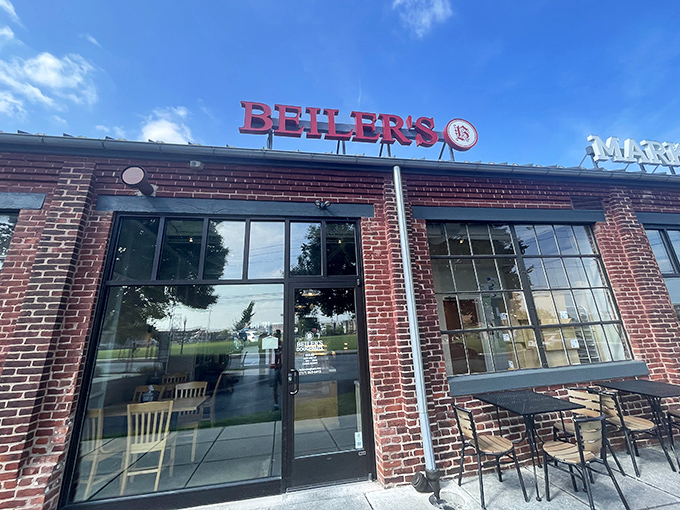 The brick facade of Beiler's beckons like a lighthouse for the sugar-deprived. That red sign might as well say "Abandon diets, all ye who enter here."