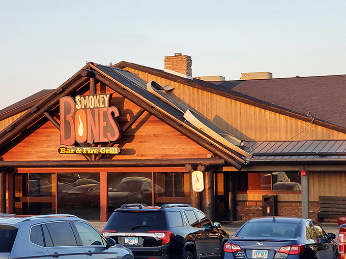The golden-hour glow on this rustic wooden facade isn't just good lighting—it's nature's way of saying "barbecue happens here."